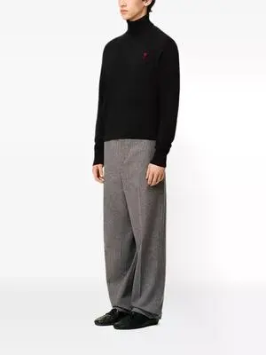 Ami Wool De Coeur Turtle Neck Sweater - Black