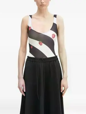 Fiorucci Raspberry-print Striped Bodysuit