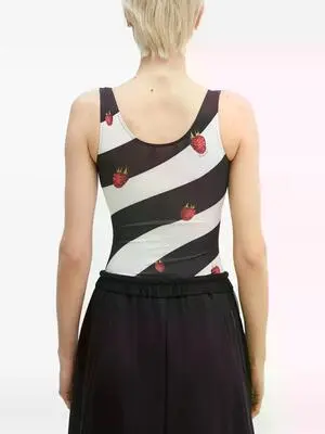 Fiorucci Raspberry-print Striped Bodysuit