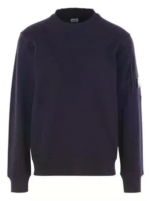 C.P. COMPANY Diagonal Raised Fleece Crewneck Lens Sweatshirt - Blue