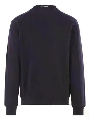 C.P. COMPANY Diagonal Raised Fleece Crewneck Lens Sweatshirt - Blue