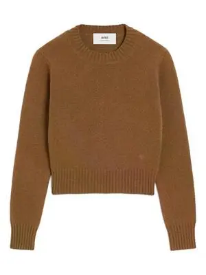 AMI Paris De Coeur Crew-neck Cashmere Sweater - Brown