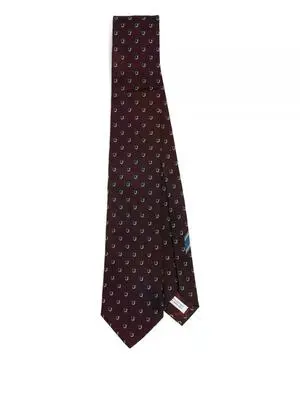 FERRAGAMO Gancini-print Silk Tie - Red