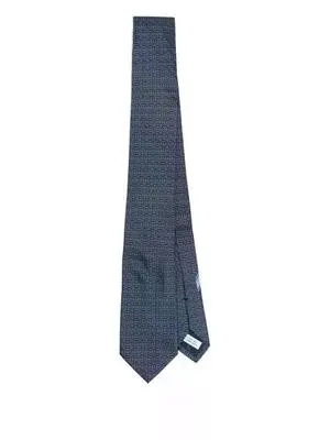 FERRAGAMO Gancini-print Silk Tie - Blue