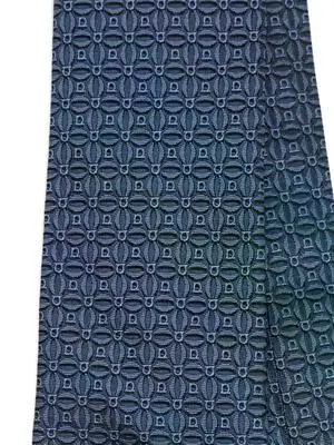 FERRAGAMO Gancini-print Silk Tie - Blue
