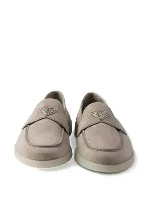 Prada Triangle-logo Suede Loafers - Grey