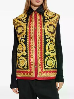Versace Baroque-print Quilted Vest