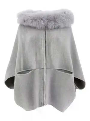 GIOVI Fur-trimmed Wool-cashmere Blend Zip-front Cape