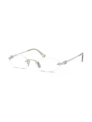 Miu Miu Logo-plaque Round-frame Glasses