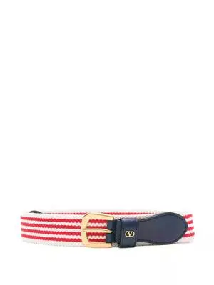 Valentino Garavani Striped Pattern Belt - White