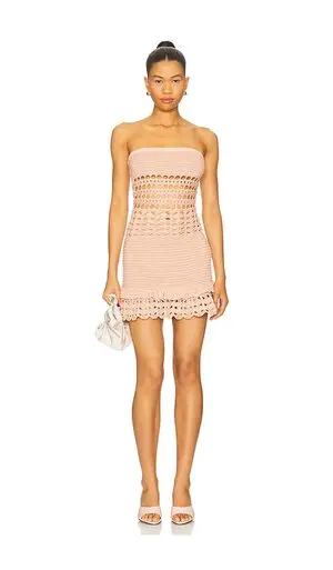 Retrofete Vali Crochet Pearl Embellished Dress - Peach