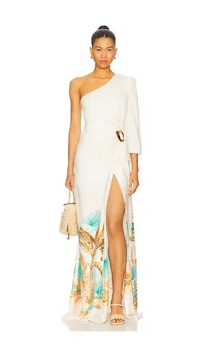 PatBO Bananeira Tropical One Shoulder Maxi Dress - Beige