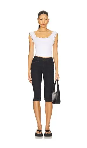 Lna Cassidy Lace Trimmed Ribbed Tank - White