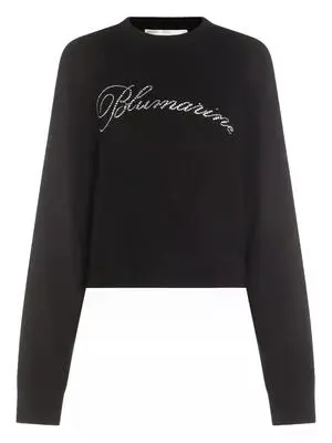 Blumarine Crystal-embellished Wool Sweater - Black