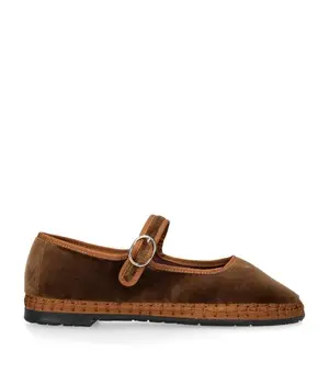 FLABELUS Velvet Mary Janes - Brown