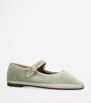 FLABELUS Velvet Uta Mary Janes - Green