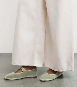 FLABELUS Velvet Uta Mary Janes Green