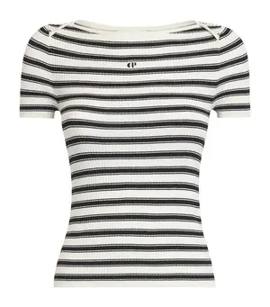 Claudie Pierlot Striped Rib-knit Top - Neutral