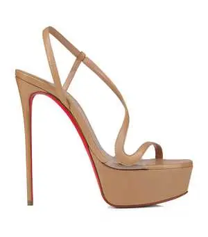 CHRISTIAN LOUBOUTIN Rosalie Alta 150 Leather Sandals - Nude