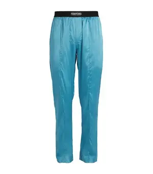 TOM FORD Stretch-silk Pyjama Trousers - Blue