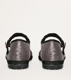 FLABELUS Velvet Brida Mary Jane Flats - Grey