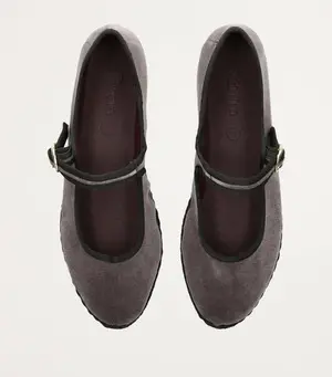 FLABELUS Velvet Brida Mary Jane Flats - Grey