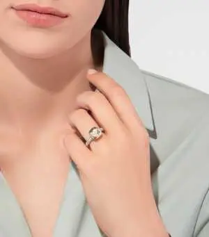 Pomellato Rose Gold, Diamond, And Topaz Nudo Classic Ring - White