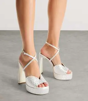 JIMMY CHOO Karli 125 Satin Platform Sandals