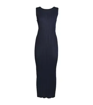 Issey Miyake Pleated Midi Dress - Navy