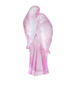 Lalique Rose Nebula Two Parakeets Sculpture - Clear