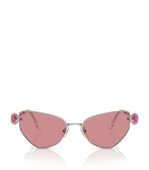 SWAROVSKI Sk7003 Cat Eye Sunglasses - Silver