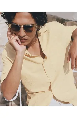 Mango Floral Embroidered Cotton Camp Shirt - Vanilla