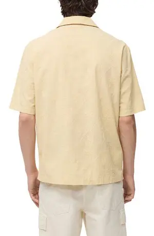 Mango Floral Embroidered Cotton Camp Shirt - Vanilla