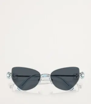 SWAROVSKI Metal Sk7003 Cat Eye Sunglasses - Silver