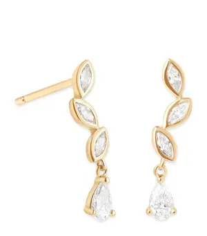 ASTRID & MIYU 14k Yellow And Diamond Drop Earrings - Gold