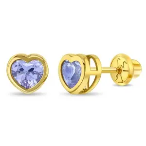 IN SEASON JEWELRY 14k Heart Bezel Simulated Birthstone Stud Earrings - June