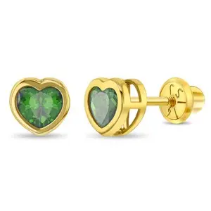 IN SEASON JEWELRY 14k Heart Bezel Simulated Birthstone Stud Earrings - May