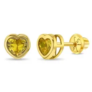 IN SEASON JEWELRY 14k Heart Bezel Simulated Birthstone Stud Earrings - November