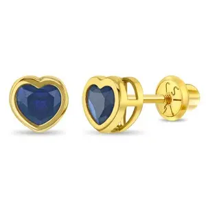 IN SEASON JEWELRY 14k Heart Bezel Simulated Birthstone Stud Earrings - September