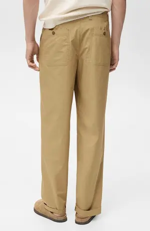 Mango Straight Leg Cotton Pants