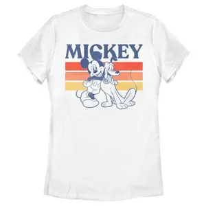 MICKEY & FRIENDS Mickey And Friends Retro Pluto And Mickey Mouse Graphic T-shirt - White