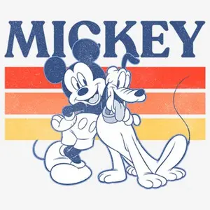 MICKEY & FRIENDS Mickey And Friends Retro Pluto And Mickey Mouse Graphic T-shirt