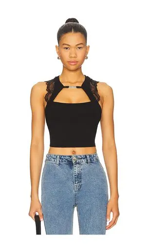 THISTLE AND SPIRE Cropped Tank Top With Cut-out Detail