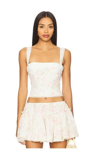 Majorelle Deidre Lace Trimmed Floral Organza Top