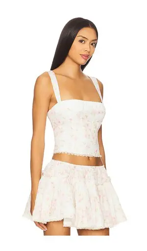 Majorelle Deidre Lace Trimmed Floral Organza Top
