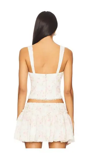 Majorelle Deidre Lace Trimmed Floral Organza Top