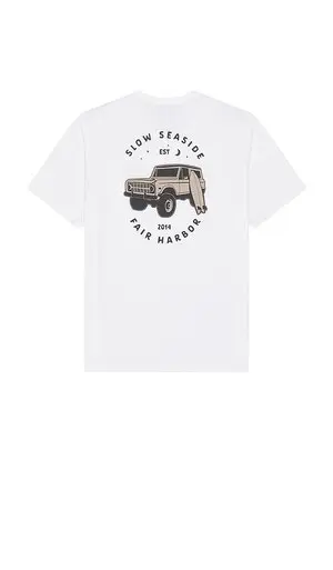 FAIR HARBOR Kismet Graphic Tee In White - White Slow Seaside Bronco