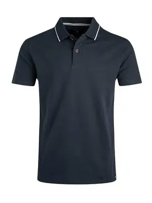 WEIRD FISH Powell Textured Polo Shirt - Navy