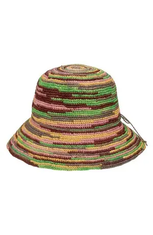 San Diego Hat Irish Crochet Raffia Bucket Hat - Brights