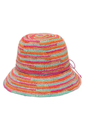 San Diego Hat Irish Crochet Raffia Bucket Hat Multi Pink